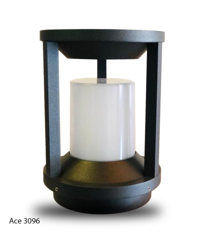 Ace gate light, Model no. 3096, Black metal & white acrylic finish, E27 ...
